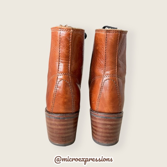 Frye | Shoes | Frye Sabrina 6g Cognac Brown Real Leather Laced Combat ...